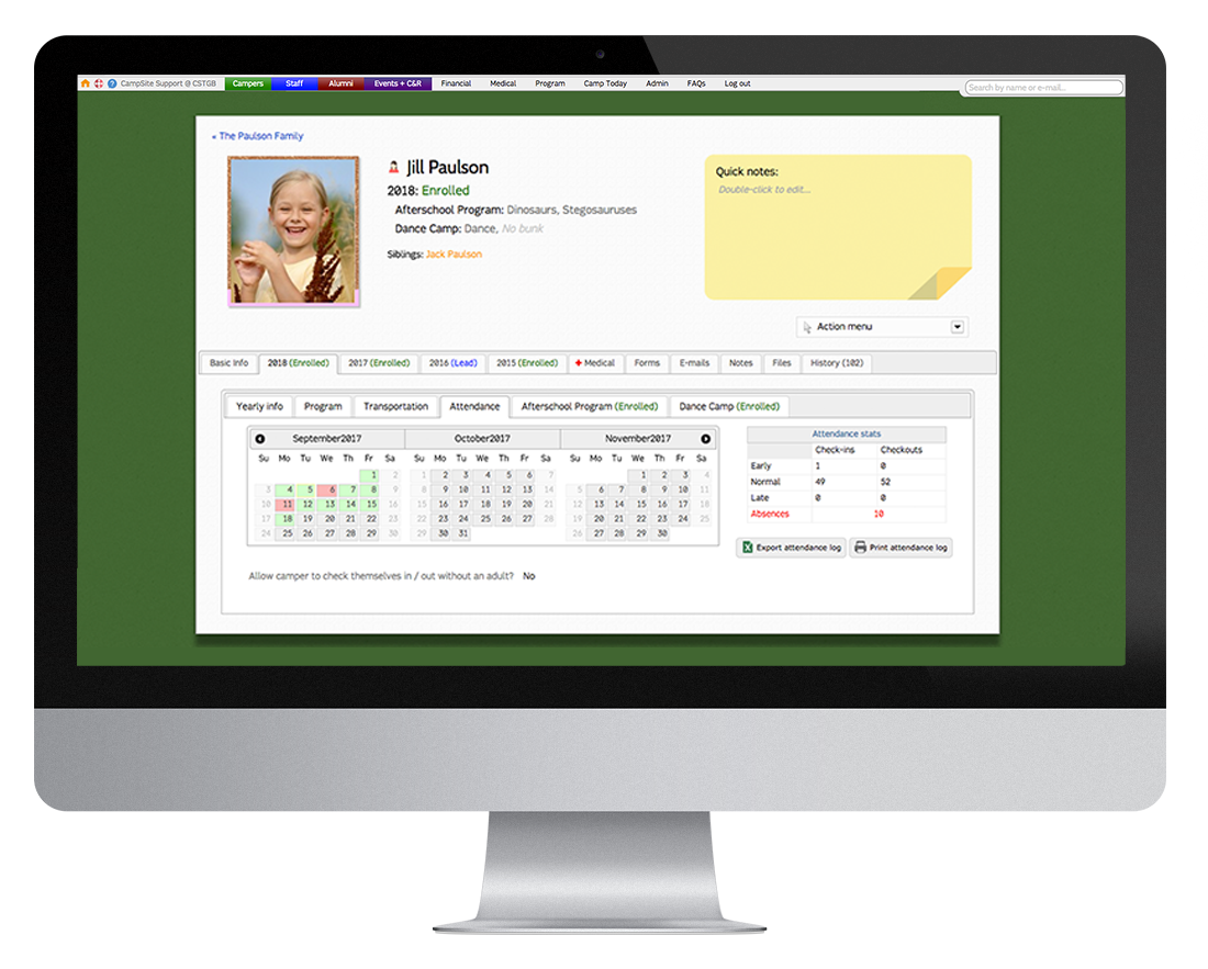 Attendance Tracking - CampSite